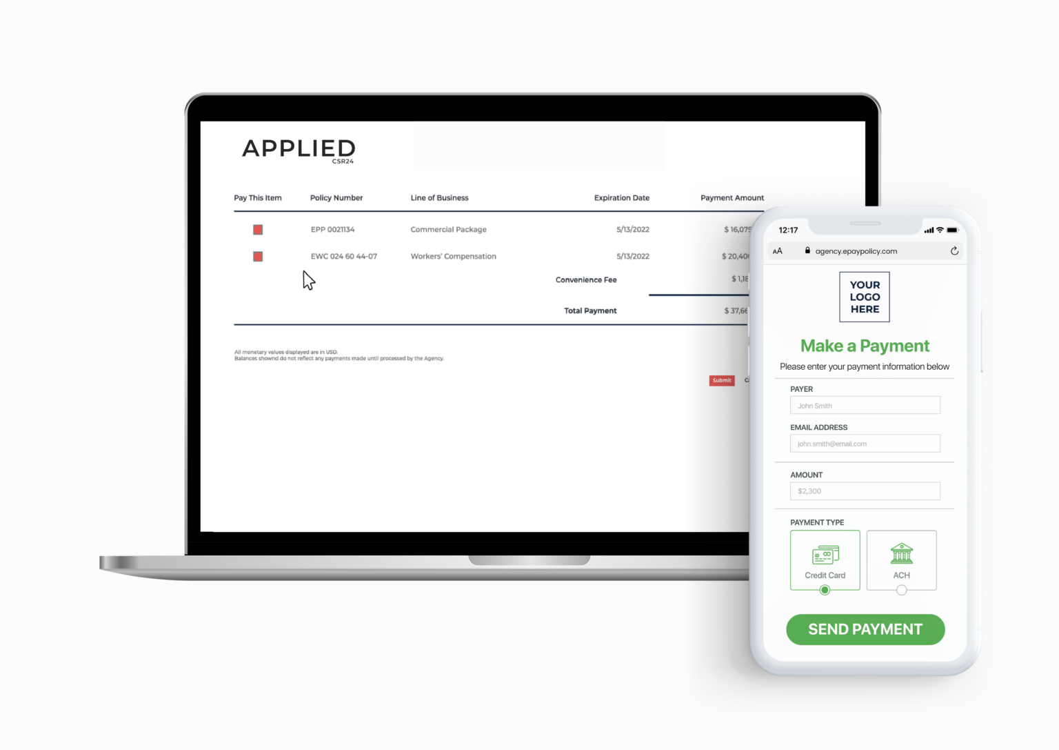 Applied CSR24 Online Bill Pay Integration - ePayPolicy